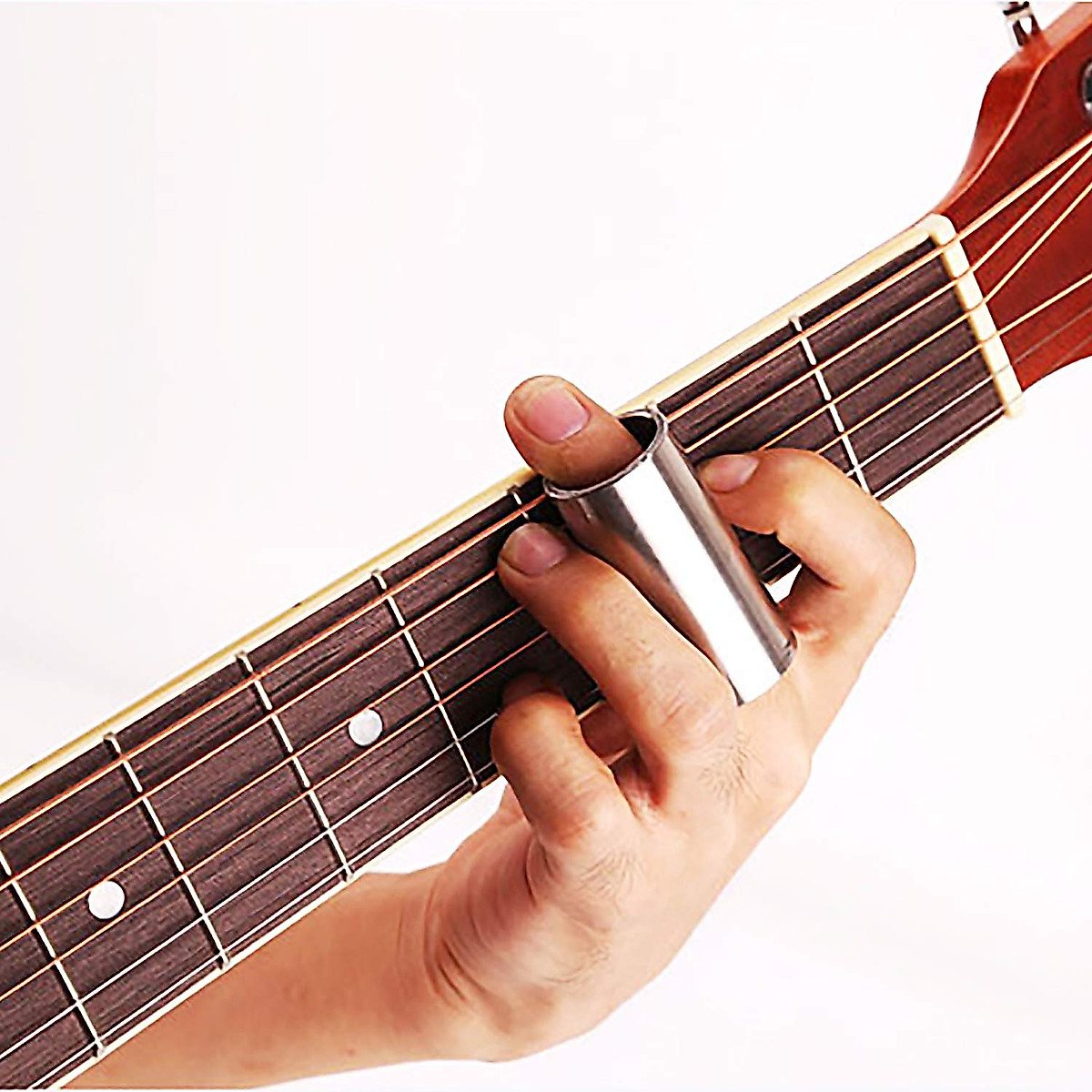 Augshy 4 Pieces Medium Guitar Slides for Acoustic,Stainless Stell Guitar Slides for Electric,Glass Guitar Slide and 8 Pieces Plastic Thumb & Finger Picks Guitar Accessories