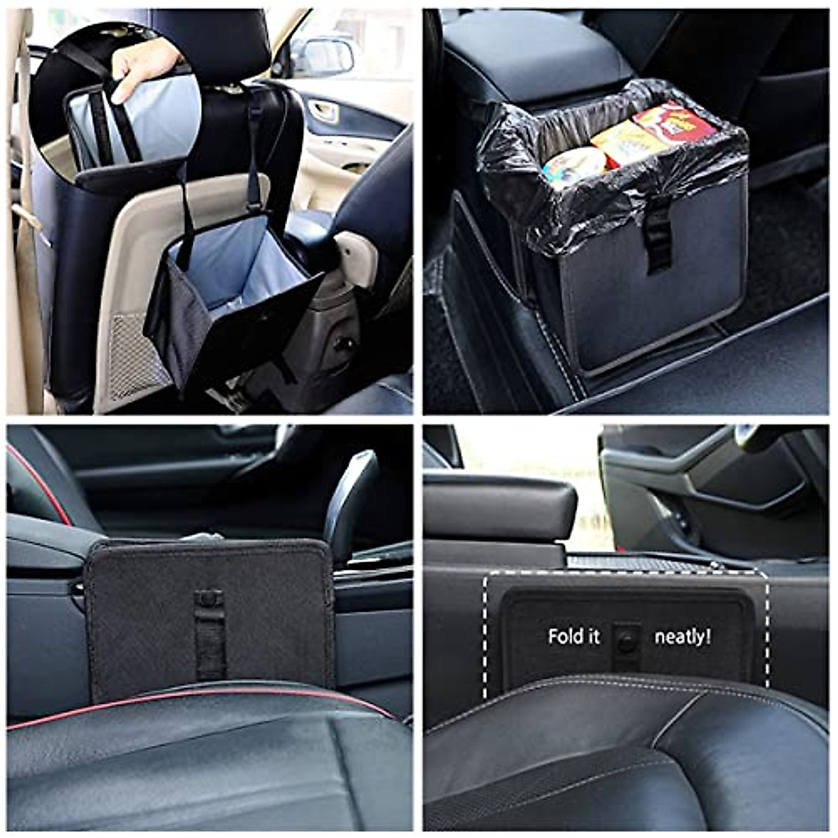 AICEL Car Foldable Trash Can, Multipurpose Large Capacity Storage Bag Organizer, Hanging Waterproof Leakproof Garbage Can, Car Interior Accessories Automotive Traveling Portable Trash Bin