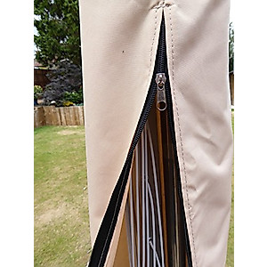 UK-Gardens Waterproof Umbrella Cover and Rotary Washing Line Cover for 3 Meter or 2.7 Meter Parasols - Water Proof Garden Furniture Cover (Beige)