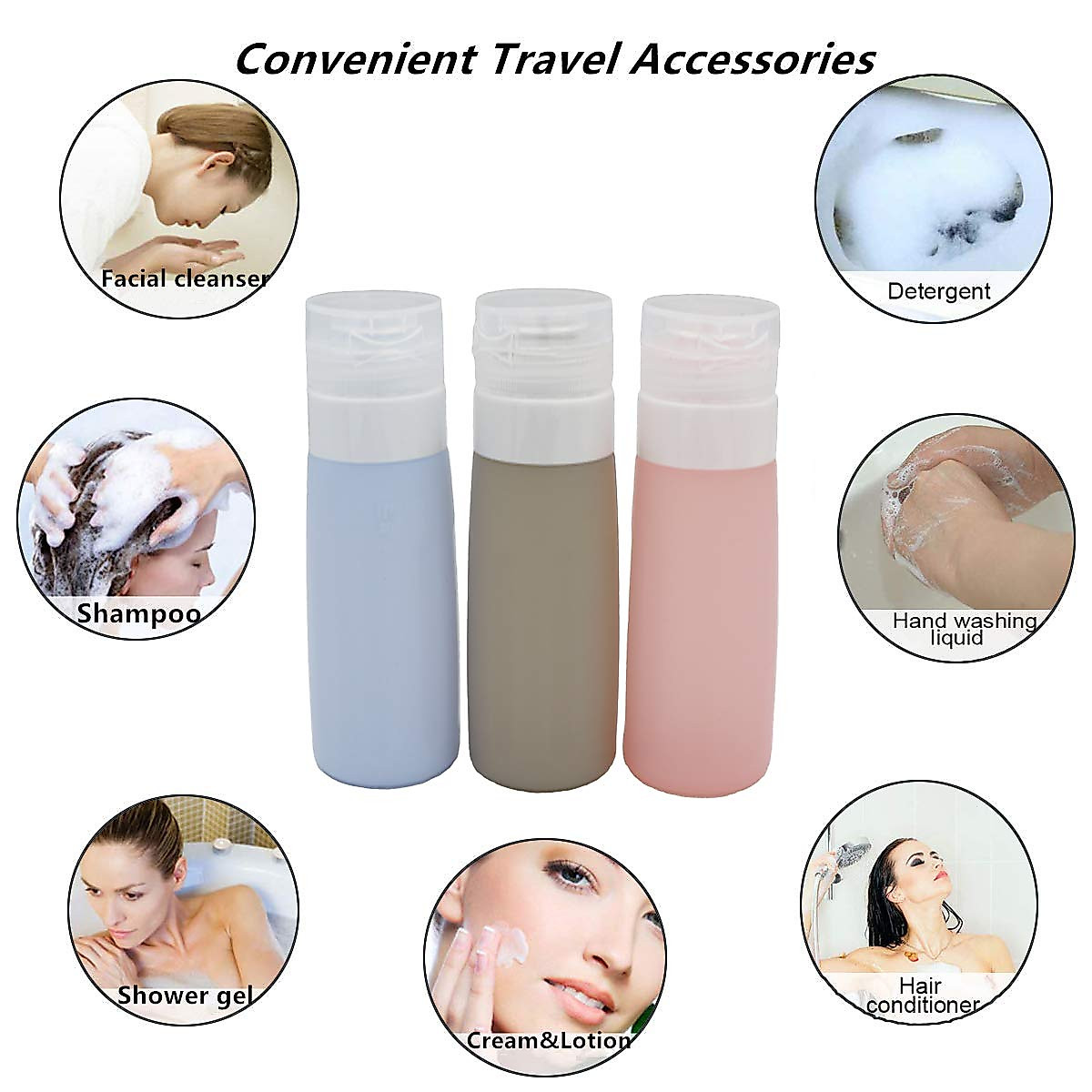 Cinlitek 10Pack Leakproof Silicone Travel Bottles,TSA-Approved Travel Toiletry Bottles for Shampoo Lotion Body Wash-Essential Travel Accessories, Travel Sized Containers for Toiletries