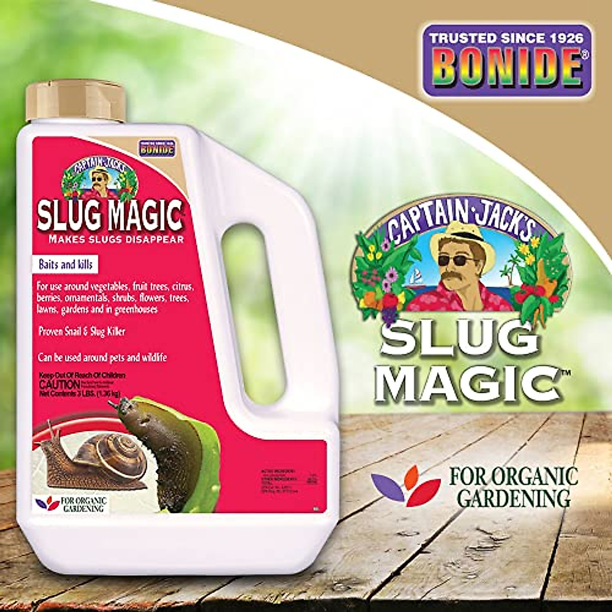 Bonide Captain Jack's Slug Magic Granules, 3 lbs. Snail & Slug Killer, For Organic Formula, Pet Safe Formula