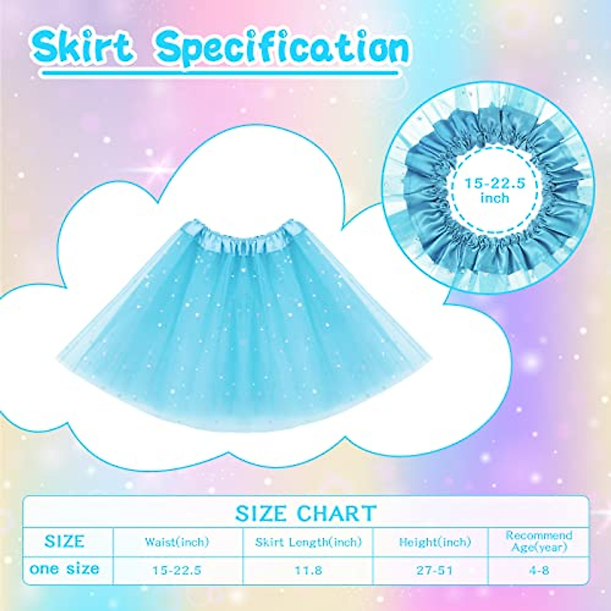 30 Pcs Princess Dress up Accessories Including Sequins Tutu Skirt Layered Stars Ballet Dance Dress Princess Tiara Crown Wand Birthday Party Favors for Girls