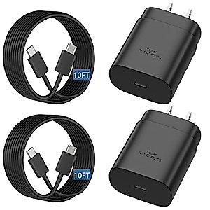 Samsung Super Fast Type C Charger 25W USB C Fast Wall Charger with 10FT Android Phone Charging Cable for Galaxy S23 Ultra/S23/S22 Ultra/S22/S21/S21 Ultra/S20/S20 Ultra/Note 20 Ultra/Note 10