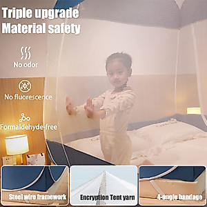 xixi-home 2022 New Portable Folding Mosquito net, pop-up Mosquito net Tent, Three-Door Travel Mosquito net with Bottom Edge, 5 Seconds to Install (71 * 78 * 65in, Blue)