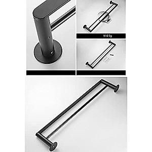 Bath Towel Bar Black 304 Stainless Steel Towel Rack, Towel Bar, Double-bar Toilet Bathroom Nordic Light Luxury Towel Rail Towel Holder (Color : Black 33cm)
