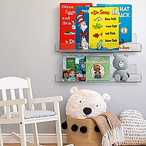 Sorbus Acrylic Wall Ledge Floating Shelf Rack Organizer, Invisible Display Style, for Books, Figurine, Picture Frame Storage, Wall Mounted Shelves for Home, Bathroom, Nail Salon, Spa (15 x 4.3 x 3'')