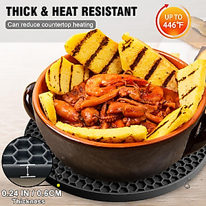 Walfos Silicone Trivet Mats - 4 Heat Resistant Pot Holders, Multipurpose Non-Slip Hot Pads for Kitchen Potholders, Hot Dishers, Jar Opener, Spoon Holder, Food Grade Silicone & BPA Free (Black)