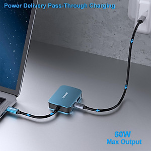 BENFEI USB C HUB 4in1, USB Type-C to HDMI VGA Adapter, USB C to USB Adapter, USB Type-C Power Delivery, Compatible with iPhone 15 Pro/Max, MacBook Pro/Air 2023, iPad Pro, iMac, S23, XPS 17
