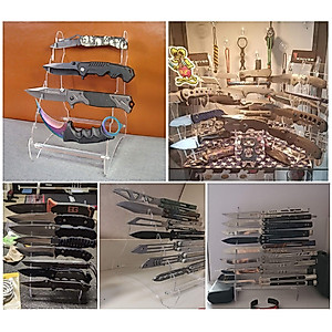 2 Sets Eight Layers Heavy Duty acrylic Knife Display Stands,Pocket Knives Easel Holder,Hunting Survival Knife Rack