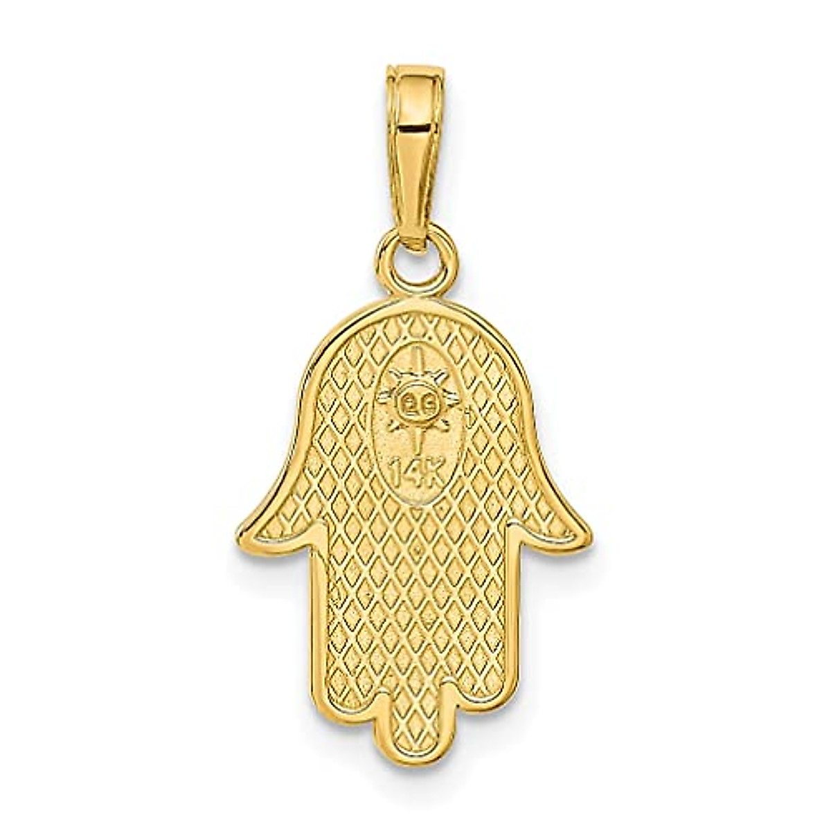 14K Yellow Gold Jewish Hand of God Star David Magen Necklace Judaica Religious Pendant Israel Charm 25mm x 12mm Only