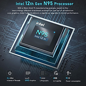 Mini PC RGB AK1 Plus, Intel N95(up to 3.4GHz) 12th Gen Processor Mini Desktop Computer, 16GB RAM 512GB SSD, Dual 4K HDMI, Windows 11 Small PC, 2.4/5G WiFi, Bluetooth, Business/Office/HTPC
