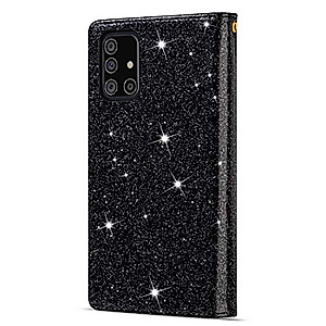 BOYUHII Silicone Protective Case for phone For Samsung Galaxy A81 / Note 10 Lite / M60s Multi-card Slots Starry Sky Laser Carving Glitter Zipper Horizontal Flip Leather Case with Holder & Wallet & Lan