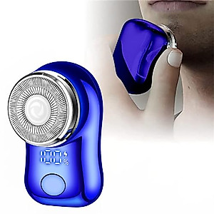 Electric Shaver for Men, Pocket Size Mini Portable Shaver Wet and Dry, USB Rechargeable Electric Shaver for Male, Charging Easy Suitable for Home, Car, Travel (Dark Blue)