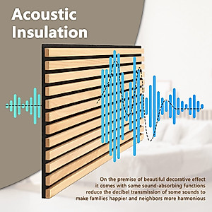 Acoustic Wood Slat Wall Panels for Interior Wall Decor | Soundproof Wall Panels | 3D Slat Wood Panels | Bedroom Sound Absorption Decor | 43.3” x 18.9” Each | Natural Oak (Oil Painted) - 2 PCS