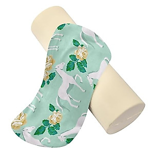 xigua Funny Flower Horse Neck Roll Pillow for Neck Relief with Removable Washable Cover - Memory Foam Round Cylinder Bolster, Ergonomically Designed for Head, Neck, Back, and Legs
