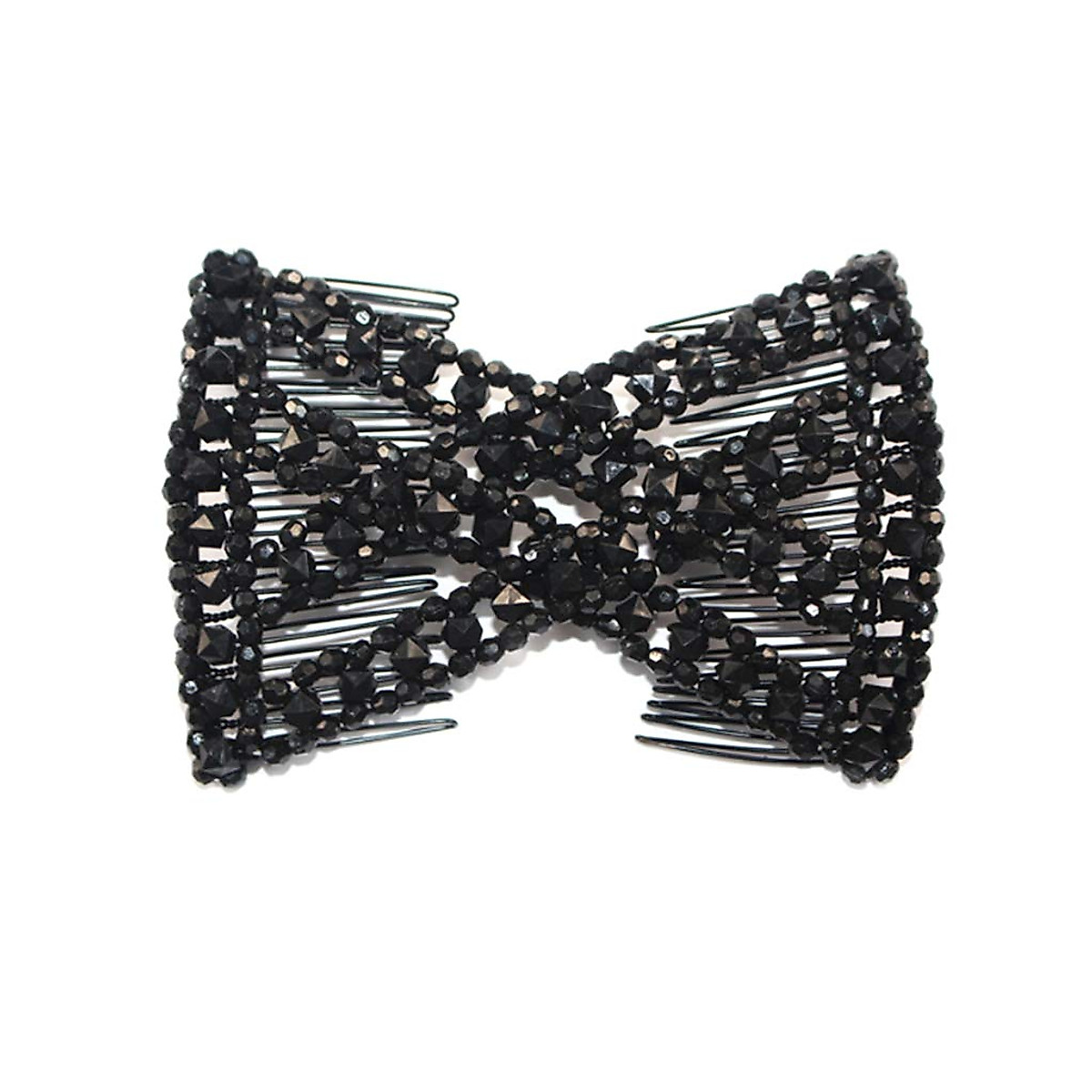 SimpleLif Combs Stretchable Double Hair Comb Twist Fountain Ponytail,Magic Hair Comb EZ Beaded Double Stretchy Delicate Elastic Women Clips Hairstyle,Random Color