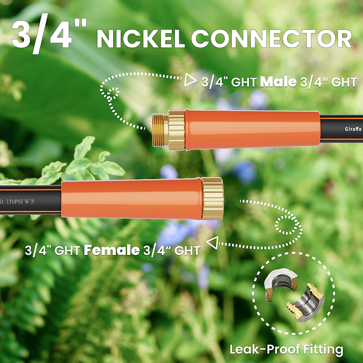 Giraffe Tools Garden Hose 25ft x 3/4", Heavy Duty Water Hose, Flexible, Hybrid Lightweight Hose with Swivel Handle, Male to Female Fittings, Burst 600 PSI