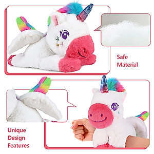 iPlay, iLearn Wrist Pals 2PCS Slaps Bracelets Stuffed Animals, Toddler Soft Plush Toy Baby Easter Basket Gift, Kids 12" Unicorn Bull Play Wristband, Birthday Party for 1 2 3 4 5 6 7 Year Old Girl Boy
