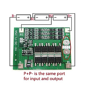 Songhe 3S 11.1V 12V 25A 18650 Li-ion Lithium Battery PCB Protection Board Module with Balanced Protection 3pcs