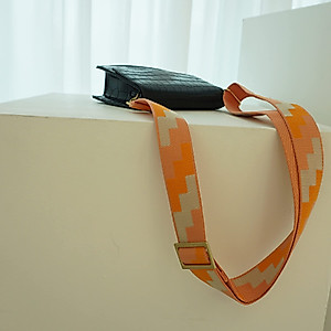 BOMANO Orange Purse Strap Crossbody Replacement for Handbag Adorned Fashion Guitar Shoulder Bag Straps for Women Matte Gold 57inch Long Extender (Flora Orange)