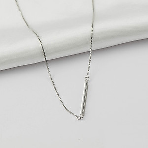 CISHOP Minimalist Balance Sterling Silver Bar Pendant Necklace for Women