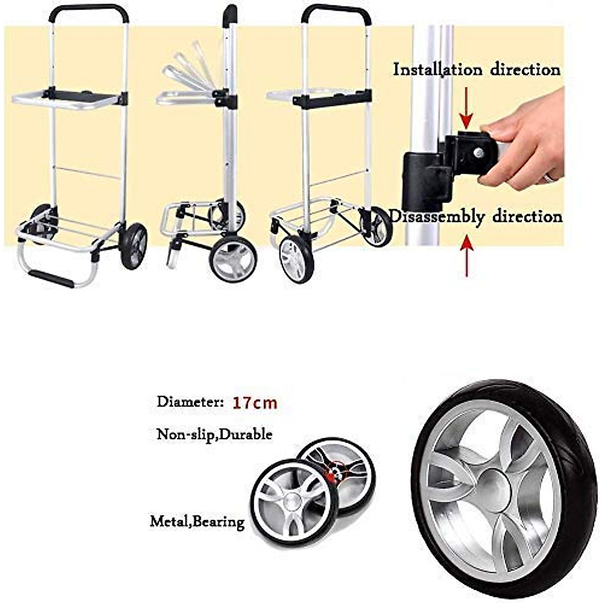 Shopping Trolley on Wheels Multi Function Shopping Cart Folding Portable Climbing Stair Trolley Trailer,Insulation Trolley Frame Drawstring Sealing Storage Hand Trucks,
