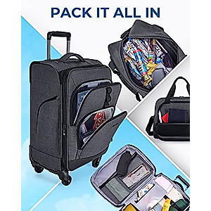 BAGSMART 2 Piece Luggage Sets, Expandable 20 inch Carry on Luggage Airline Approved, Lightweight Carry on Suitcase with Spinner Wheels, Family Travel Suitcase Set with Duffle Bag