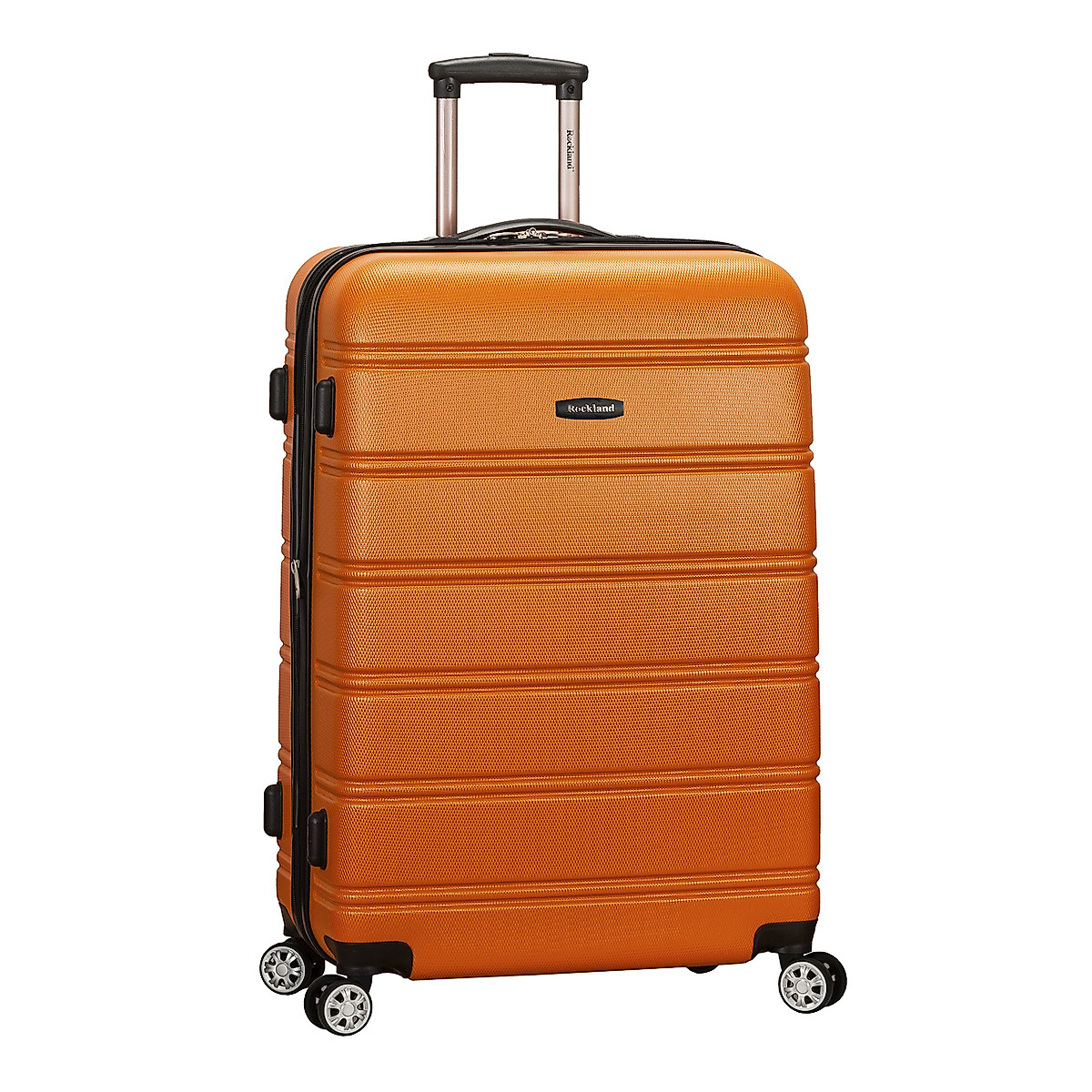 Rockland Melbourne Hardside Expandable Spinner Wheel Luggage, Orange, Checked-Large 28-Inch