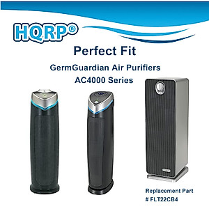 HQRP 4-Pack Carbon Filter compatible with GermGuardian FLT22CB4 Replacement for FLT4825, FLT4850PT True Hepa Filter B fits AC4000 Series