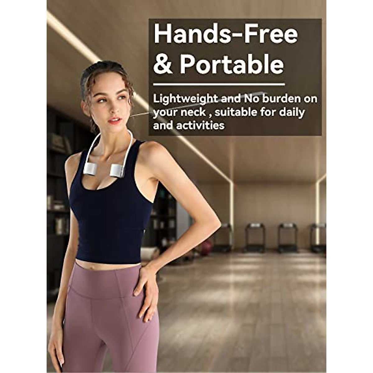 KARTPIX Portable Strong Wind Neck Fan with Ultra Quiet 360° Adjustable Rotation 3 Speeds Rechargeable Neck Fan Hands-Free Foldable for Indoor Outdoor scenes Activities (White)