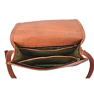 Handmade Full Grain Vintage Leather Crossbody Sling Bag Women/Teen Girls Purse Wallet Satchel Handbag Messenger Bags (Small), Brown