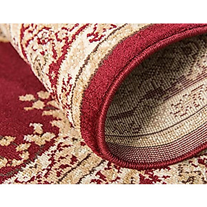 Unique Loom Versailles Collection Traditional Classic Border with Medallion Motif, Area Rug (6' 0 x 6' 0 Round, Burgundy/ Ivory)