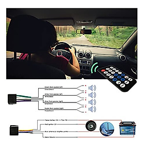 RuiFuDio Classic Bluetooth Car Stereo,Single Din Bluetooth Audio and Hands-Free Calling,Built in Microphone,FM Radio Receiver with USB,AUX in,SD Card Port,Wireless Remote Control,Clock Display,60W× 4
