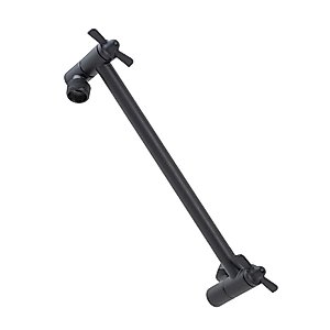 Shower Head Extension Arm by JS Jackson Supplies, Adjustable 10 Inch Showerhead Extender, Solid Brass Construction, Universal Tall Hi-lo Pipe Height Extending (Black Finish)