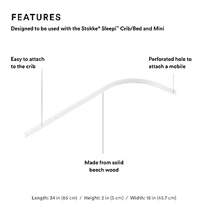 Stokke Sleepi Drape Rod, White - Made from Solid Beech Wood - Easy to Install & Clean - Compatible Sleepi Crib/Bed & Mini