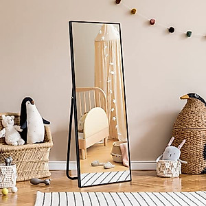 NicBex Full Length Mirror, 43x16 Inch Aluminum Alloy Frame Large Wall Mirror, Vanity Mirror, Bedroom Mirror, Dressing Mirror, Living Room Mirror,Black