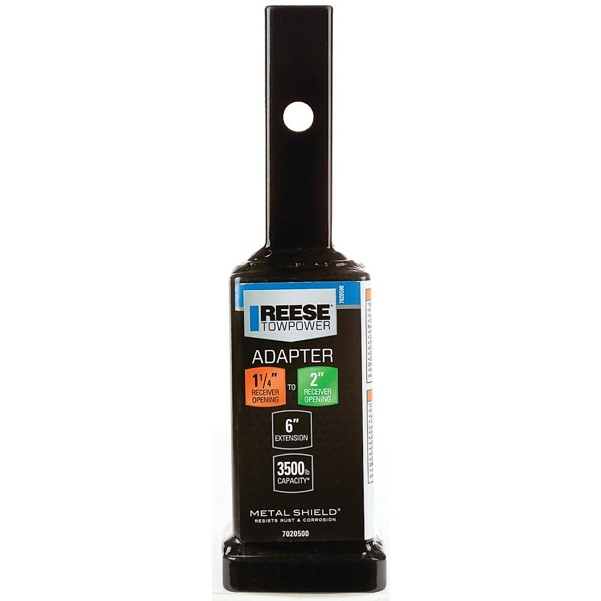 Reese Towpower 7020500 1-1/4" to 2" Receiver Adapter - 6" Long , Black