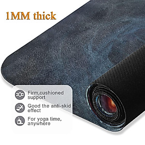 GOODOLD Black Dragon Head Yoga Mat, 71 x 26 Inch Non-slip Yoga Mats Folding Travel Exercise Mat Indoor Outdoor Gym Pilates with Storage Bag for Women Men