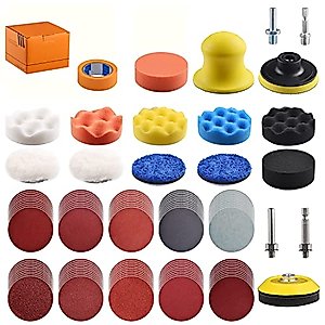 NYNM 120Pack 3 Inch Polishing Pad for Drill Sanding Attachment Variety Kit with 5/16" and 1/4" Shanks for Car Buffer Polisher Waxing Sealing Glaze, Sanding Pads Includes 80-3000 Grit