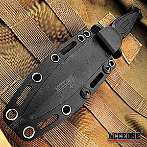 Hunting Knife Tactical Knife Survival Knife 9" Fixed Blade Knife w/ Molle Compatible Pressure Retention Sheath Camping Accessories Survival Kit Survival Gear Tactical Gear 79897 (Black Stonewash)