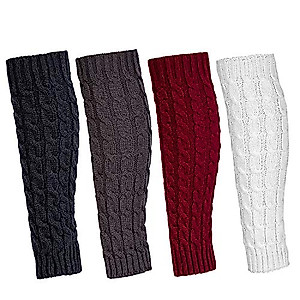 Ueerdand Leg Warmers for Women 4 Pairs Winter Warm Long Boot Knit Knee High Socks