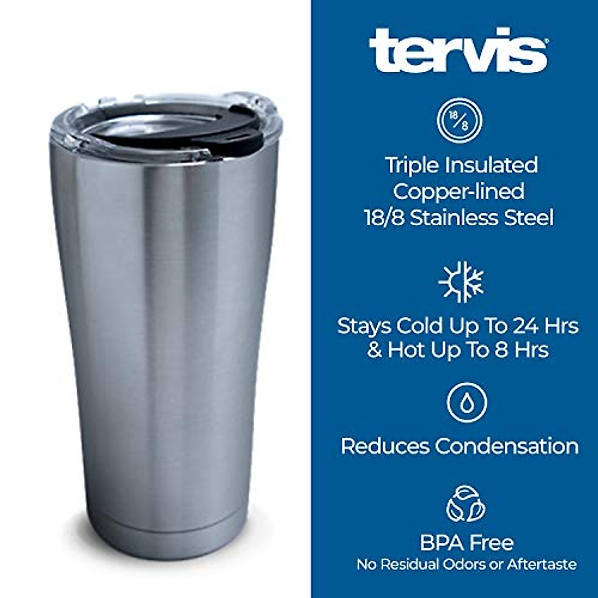 Tervis Tropifloral Stainless Steel Tumbler with Clear Lid 30oz, Silver