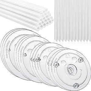 68 Pieces Cake Tier Stacking Kit 12 Pieces Cake Separator Plates for 4, 5, 6, 8 Inch Cakes with 20 Pieces White Plastic Cake Sticks Support Rods, 36 Pieces Clear Cake Stacking Dowels for Tiered Cakes