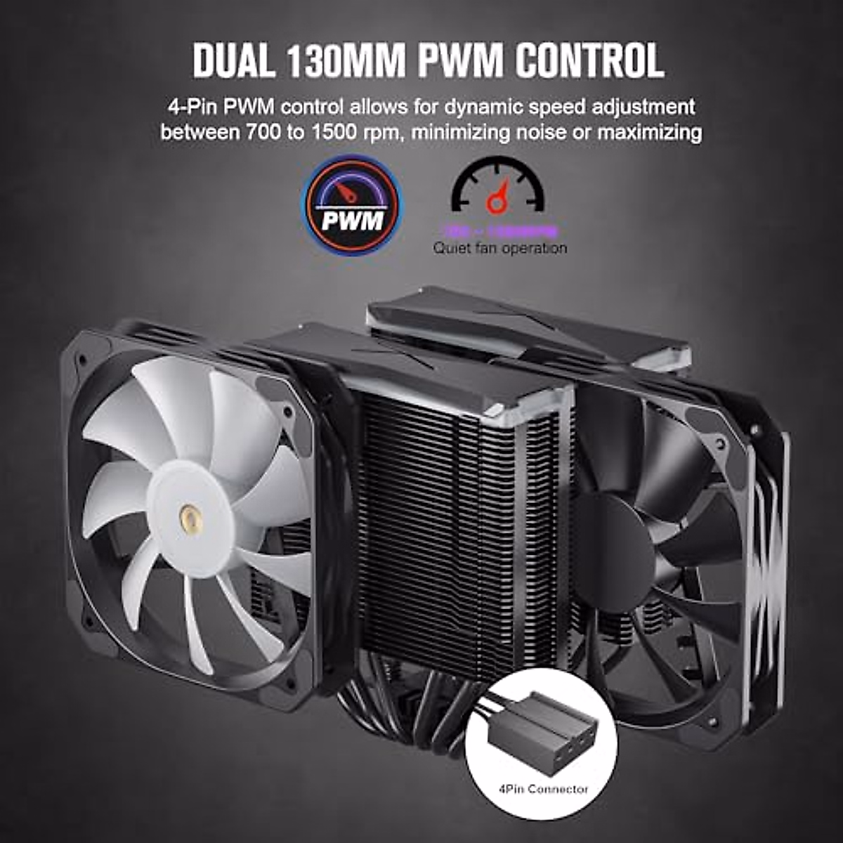 Vetroo U6PRO Dual Tower CPU Cooler - 220W TDP, 6 Heatpipes, Top ARGB Lighting, 130mm ARGB & PWM Fan - Compatible with Intel LGA 1851/1700/1200/115X & AMD AM5/AM4