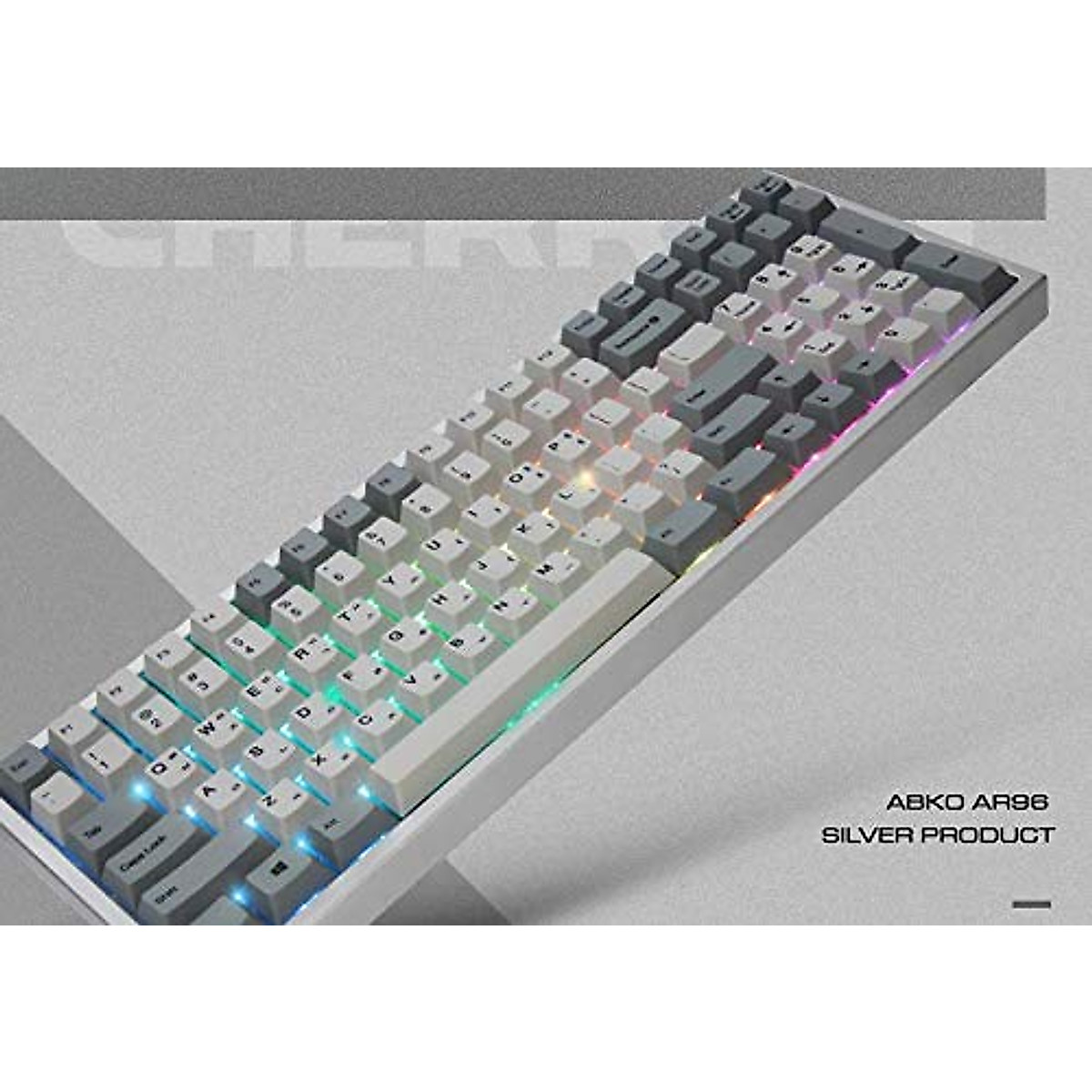 ABKO AR96 Changing Switch CNC Full Aluminum Gaming Keyboard 10 keyless Cherry 96keys (Red Switch, Silver)