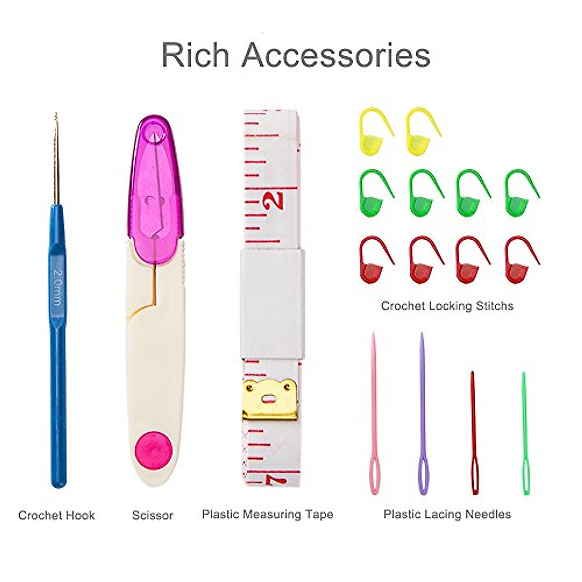 18 Pairs Bamboo Knitting Needles Set, Vancens Circular Wooden Knitting Needles with Colorful Plastic Tube, Small Tools for Weave are Included, 18 Sizes: 2mm - 10mm, 31.5" Length