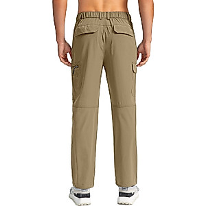 Pudolla Men's Hiking Cargo Pants Lightweight Outdoor Travel Pants for Men with Multi-Pockets for Fishing Camping Work(Sage Medium)
