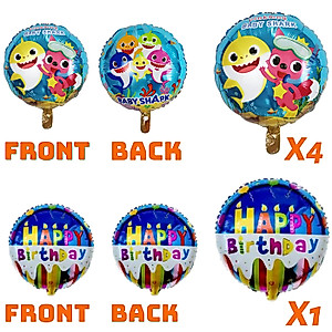 FUNTON 10pcs Baby Shark helium Balloons with 10 meter ribbon, 26 inches Baby Shark Balloons, Baby Shark Party Supplies, Baby Shark Birthday Decorations