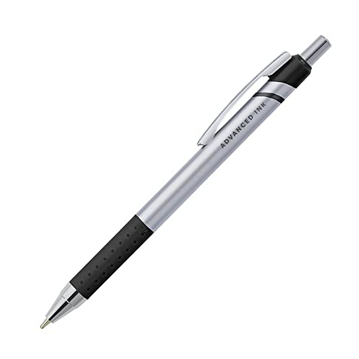Office Depot Advanced Ink Retractable Ballpoint Pens, Bold Point, 1.2 mm, Silver Barrel, Black Ink, Pack Of 12