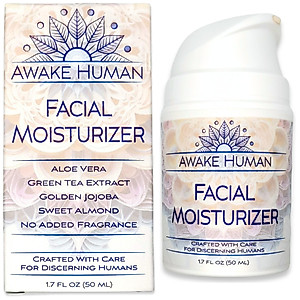 Awake Human Natural Face Moisturizer with Aloe and Green Tea, Facial Moisturizer for Dry Skin, Face Cream for Sensitive Skin, No Added Fragrance